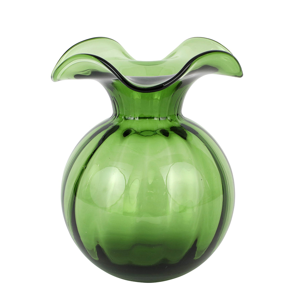 Hibiscus Dark Green Medium Fluted Vase– At Home